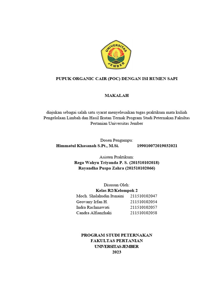 Kelompok 2 - R2 - Laporan Poc Isi Rumen Sapi | PDF