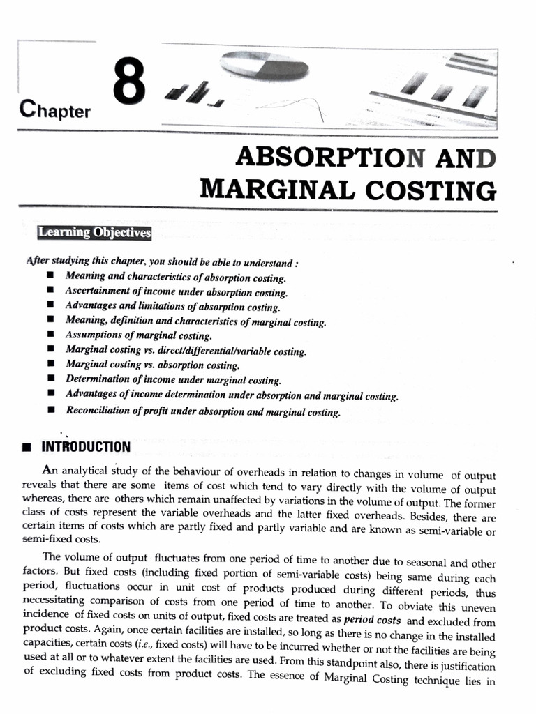 Chapter Absorption and Marginal Costing | PDF | Marginal Cost | Cost