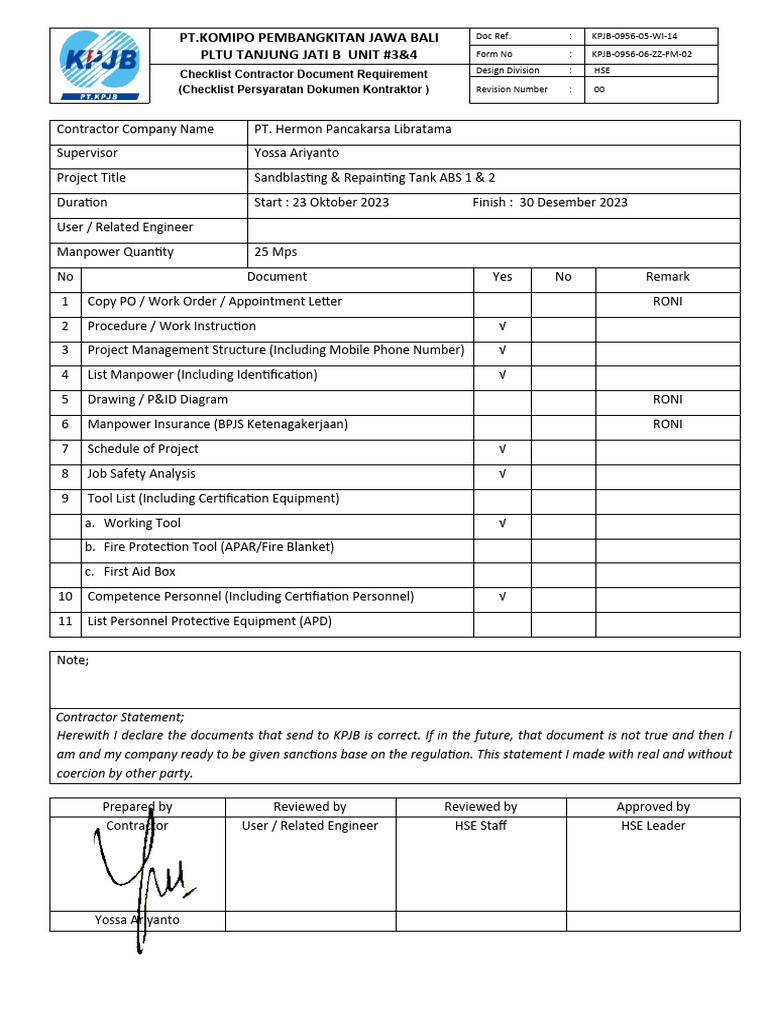 Fork Check List | PDF | Safety