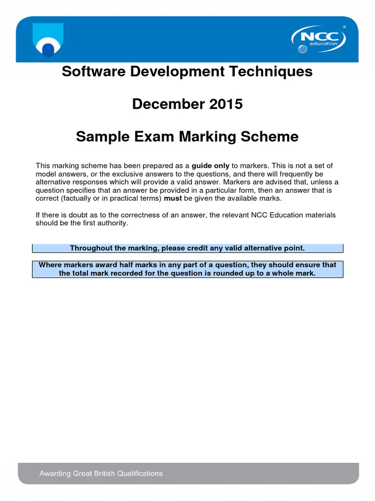 SDT December 2015 Sample Exam MS Final | PDF | Algorithms | Boolean Data Type