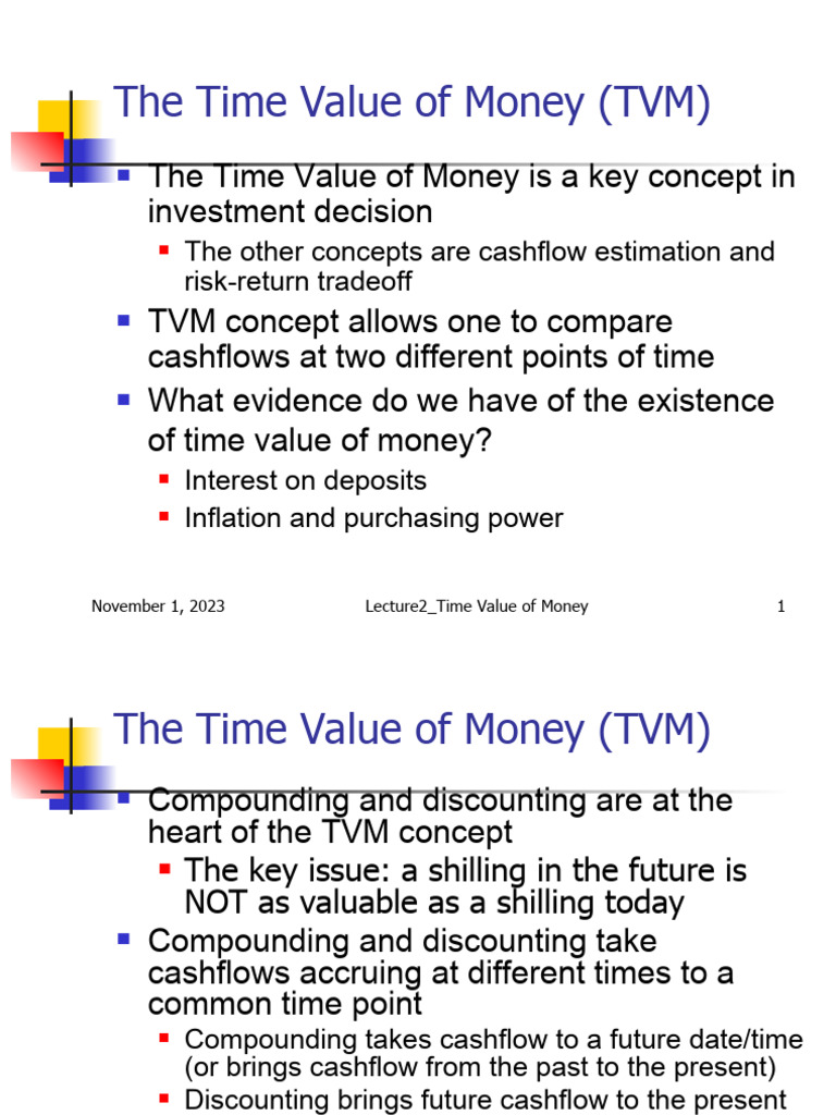 Lecture2 TimeValueofMoney | PDF | Time Value Of Money | Present Value