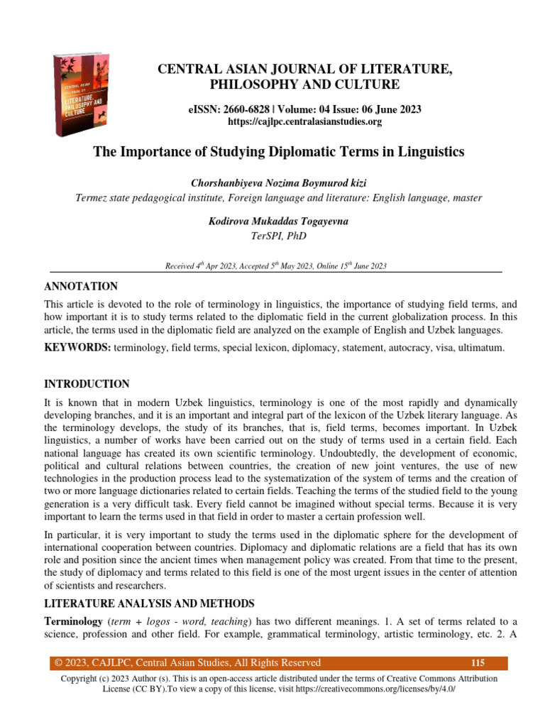 The Importance of Studying Diplomatic Terms in Linguistics | PDF | Word ...