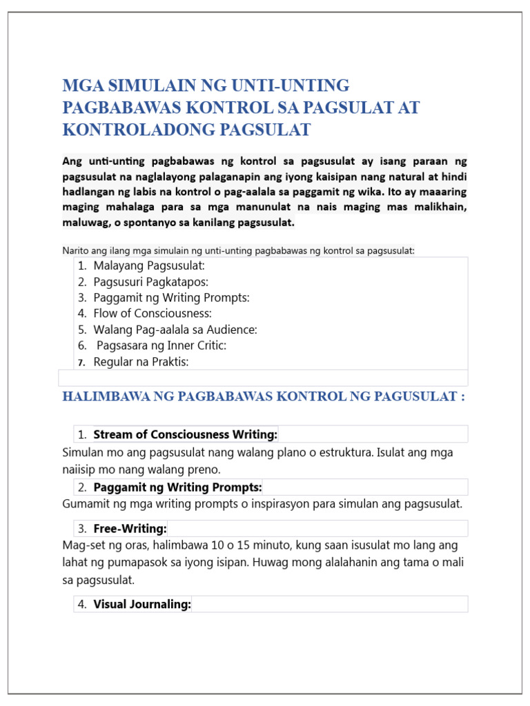 Pagbabawas NG Kontrol at Kotroladong Pagsulat (Ulat-Makro) | PDF