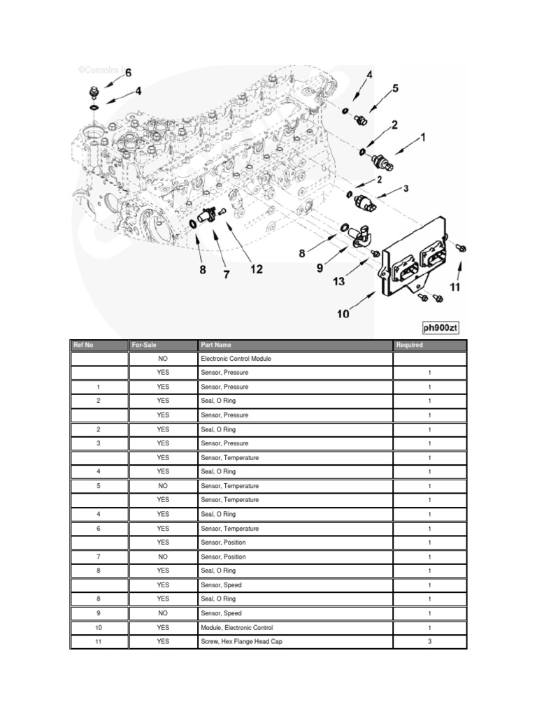 Cummins Engine Sensor Locations Guide | PDF | Screw | Tools
