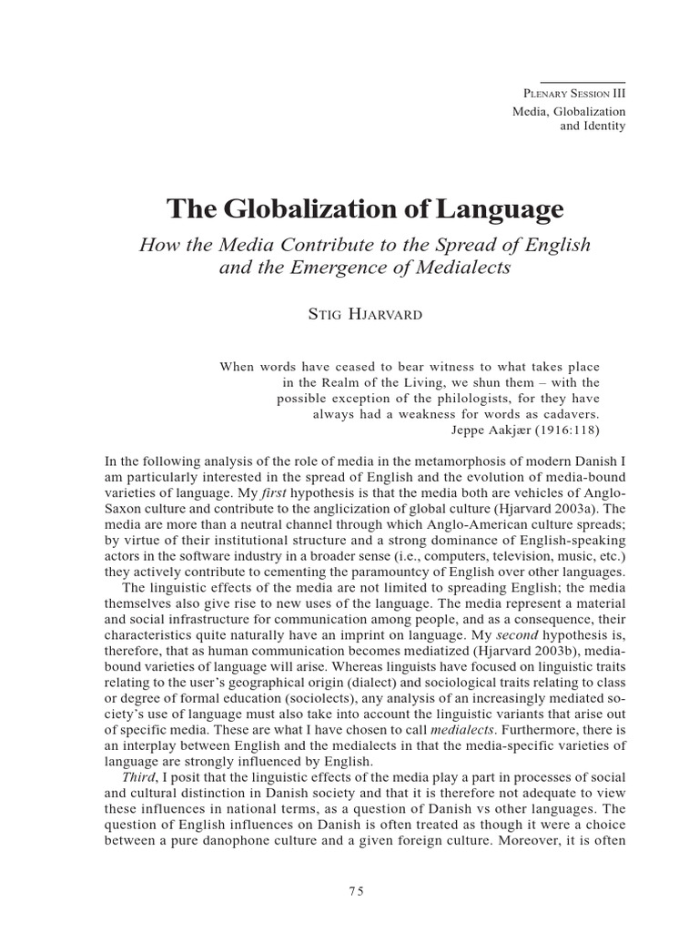 The Globalization of Language Through Media by Hjarvard | PDF | English ...