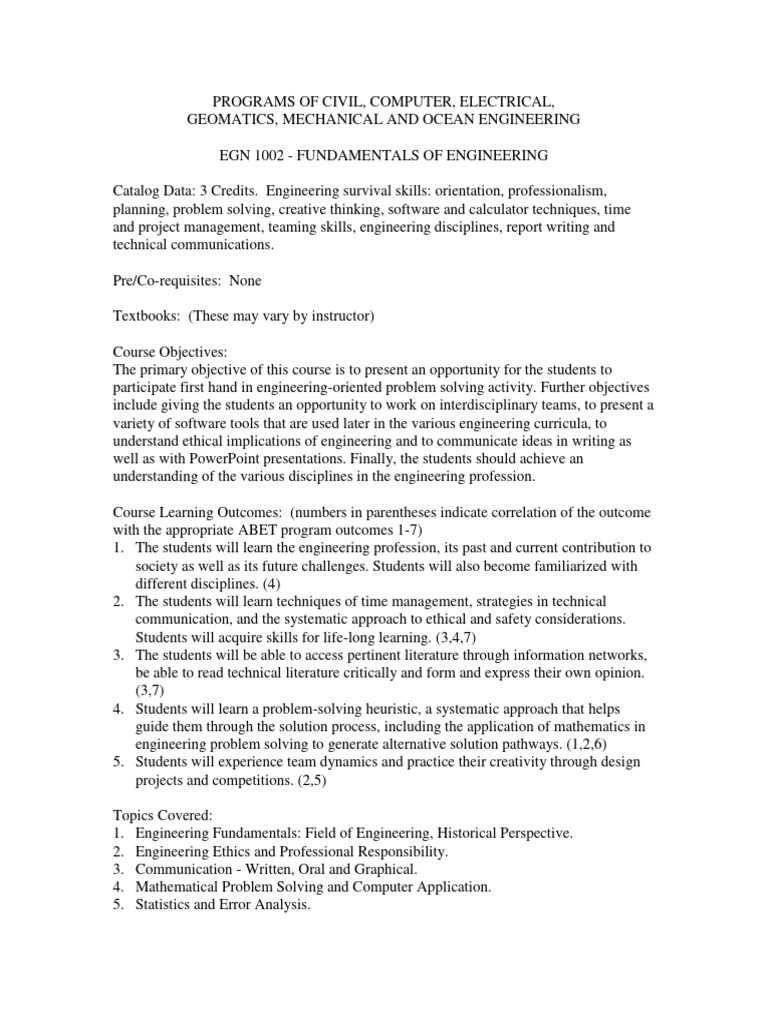 Egn 1002 Fundamentals | PDF | Engineering | Design