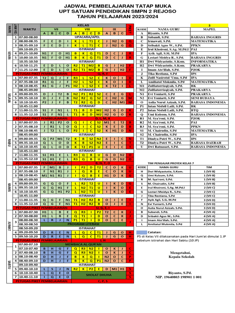 Jadwal 2023-2024 | PDF