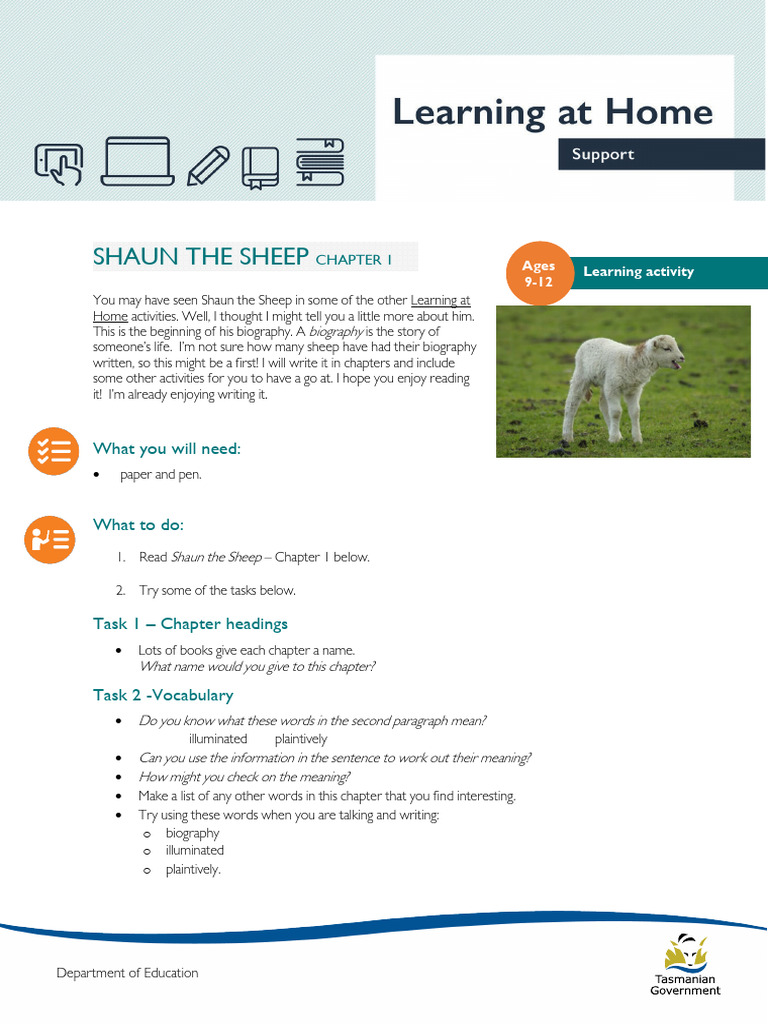 9 12 Shaun The Sheep Chapter 1 Learning at Home | PDF