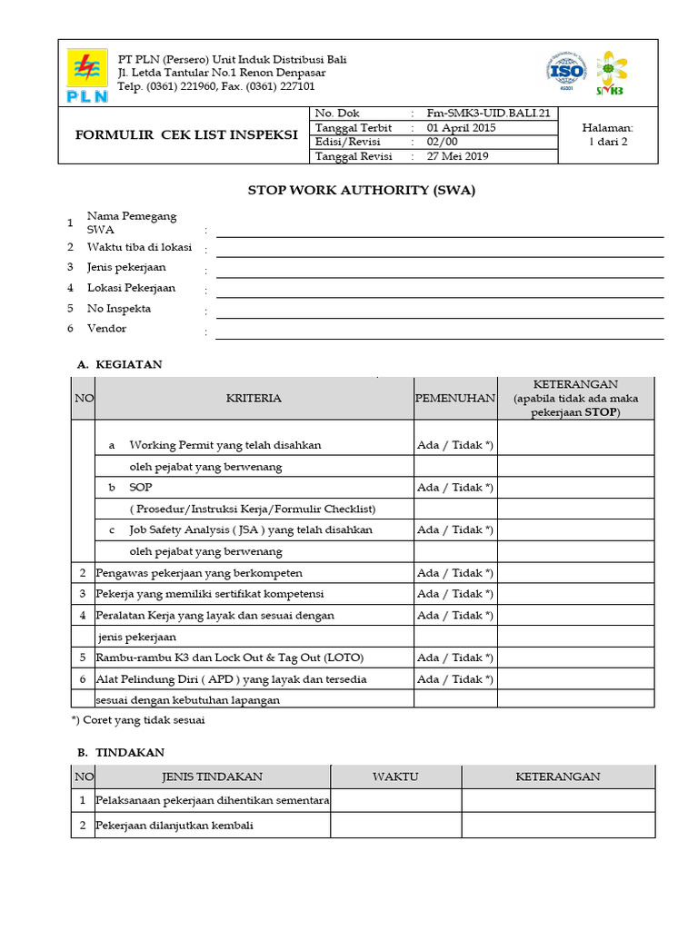 Form SWA Kosong | PDF