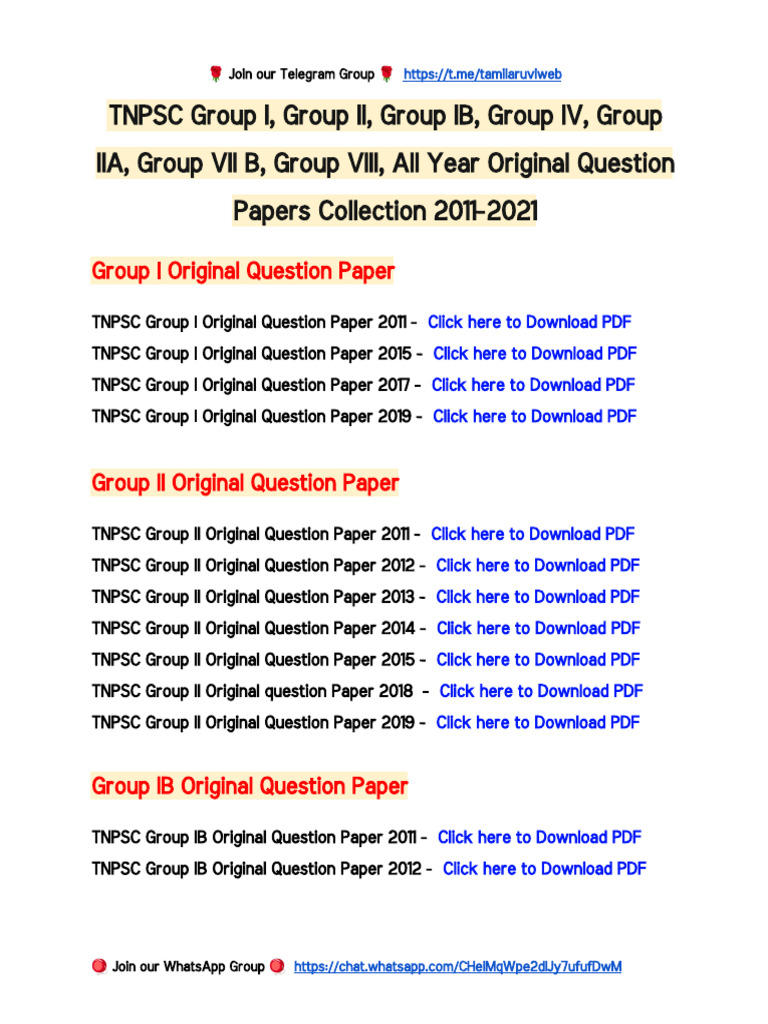 TNPSC Group I, Group II, Group IB, Group IV, Group IIA, Group VII B ...