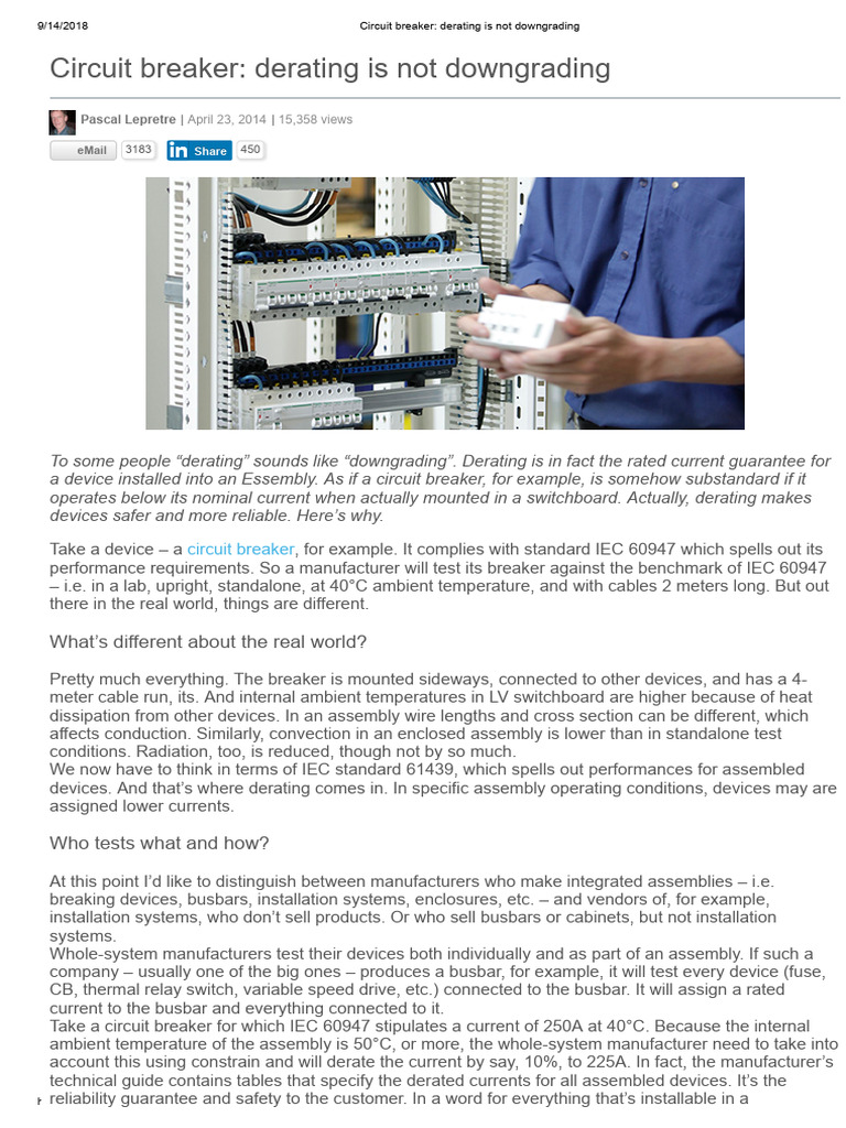 Circuit Breaker - Derating Is Not Downgrading | PDF | Fuse (Electrical ...