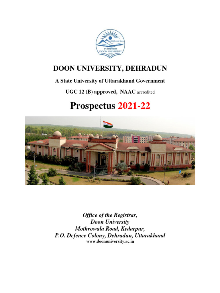 Doon University Prospectus 2021-22 | PDF | University And College ...