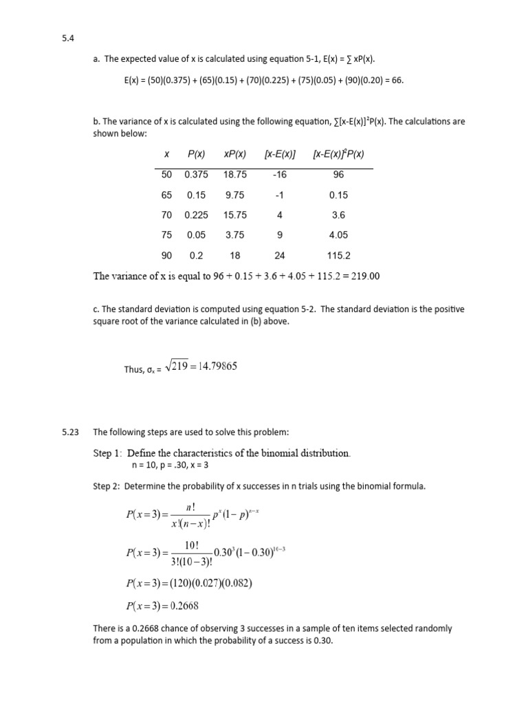 Solved Problems Chapter 5 | PDF | Variance | Expected Value Solved Problems Chapter 5 | PDF | Variance | Expected Value