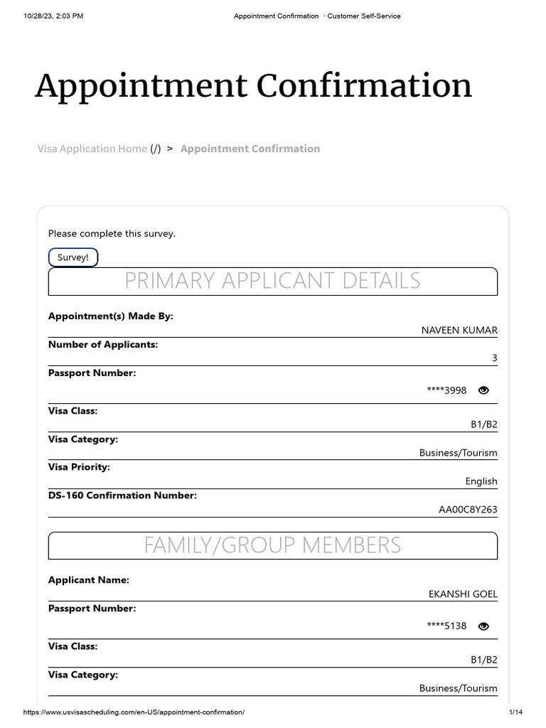 Appointment Confirmation Customer Self-Service07 | PDF | Travel Visa ...