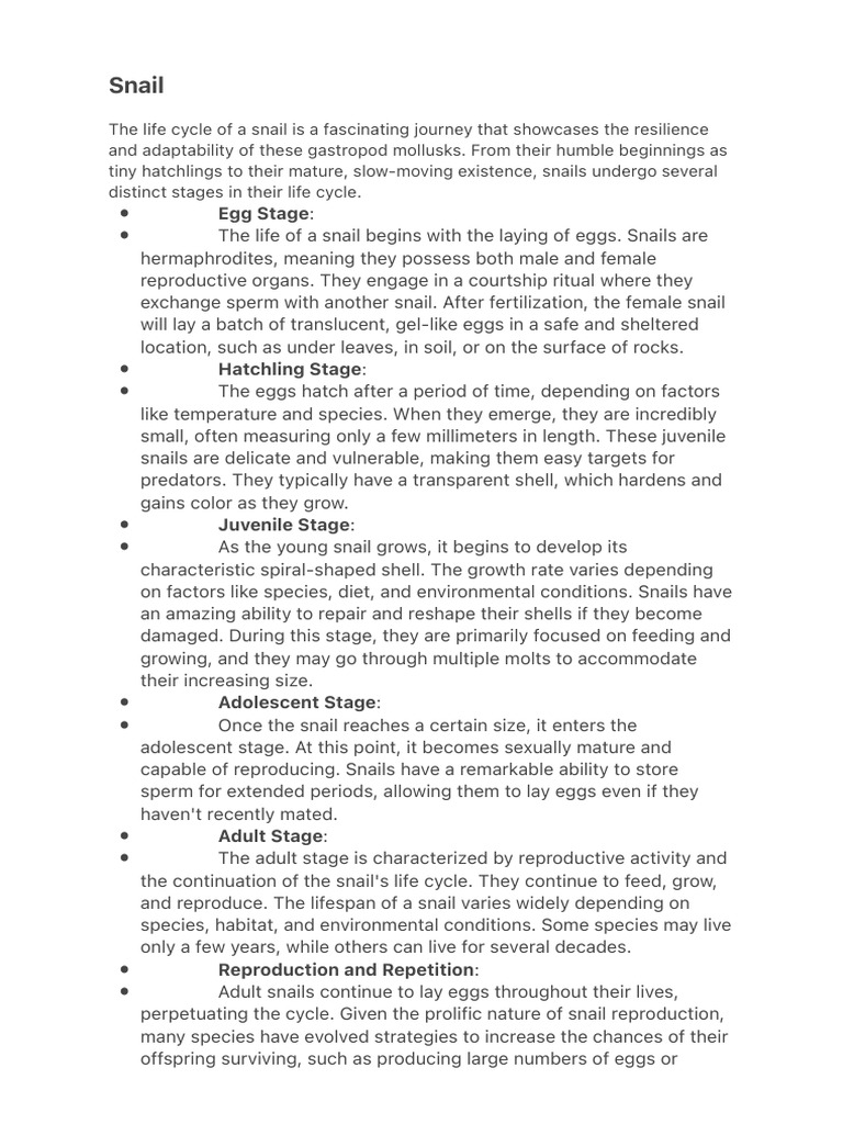Snail | PDF | Reproduction | Egg
