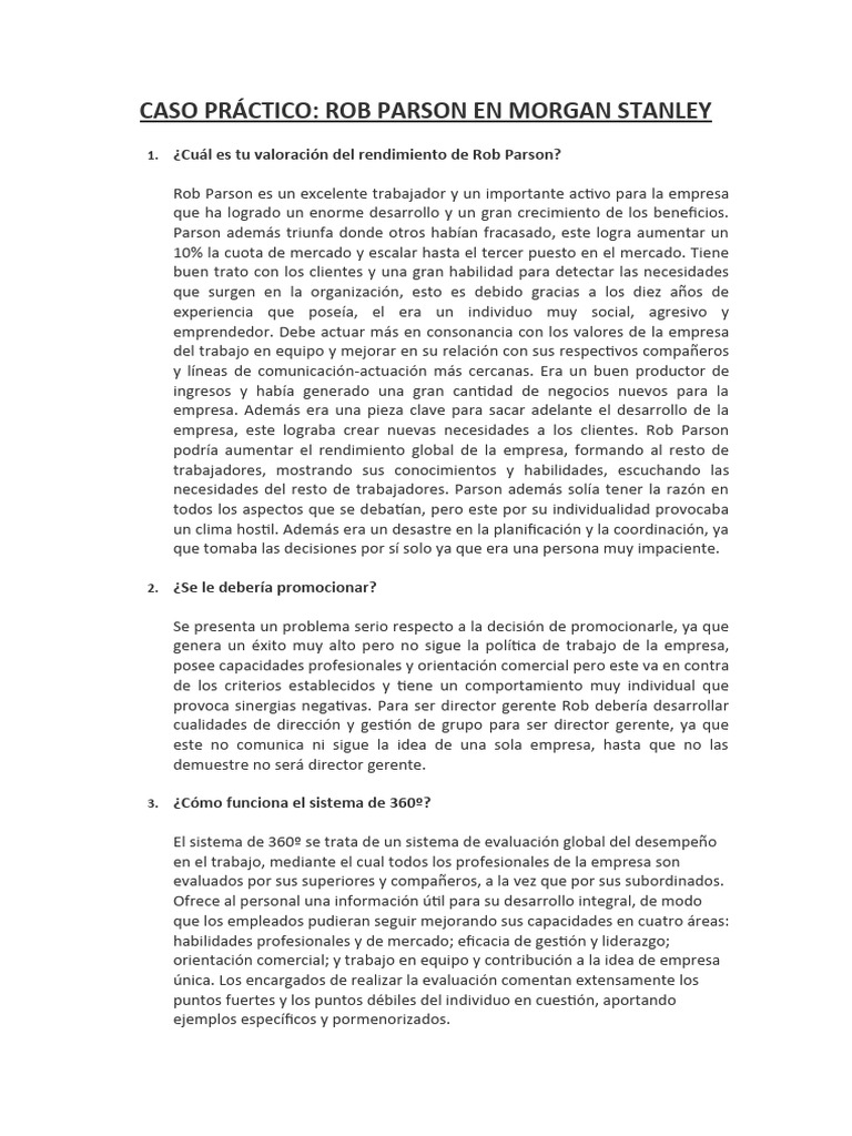 CASO PRÁCTICO ROB Parson | PDF | Business | Economias