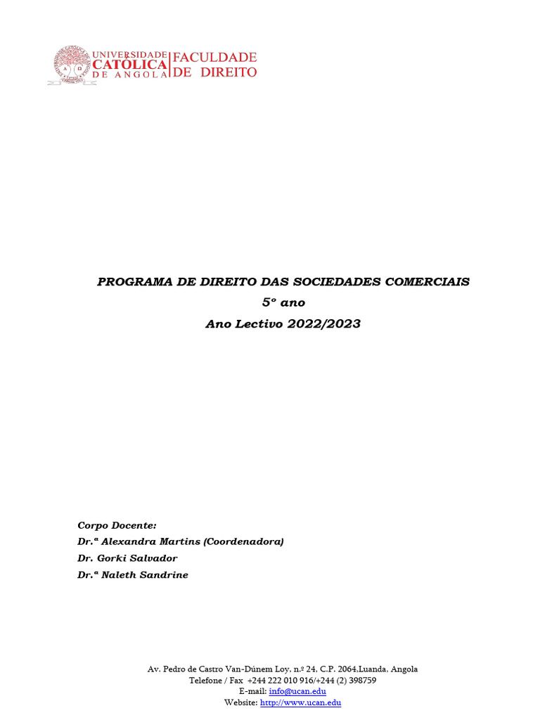 Programa Do Curso - 2022 | PDF | Angola | Companhia limitada