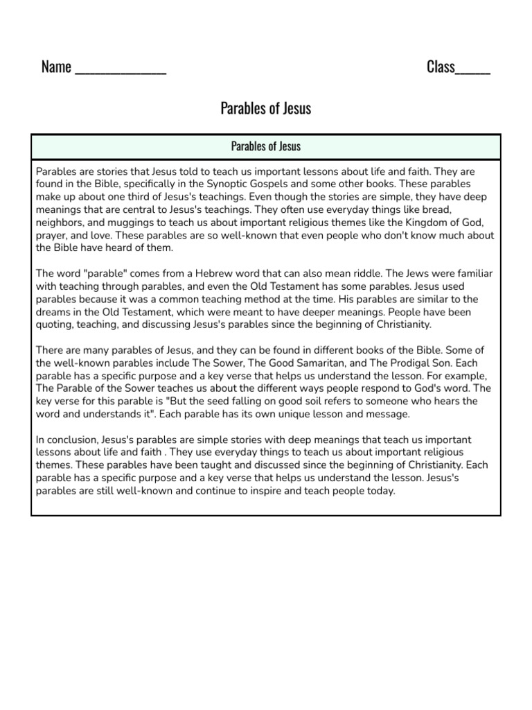 Parables of Jesus | Download Free PDF | Parables Of Jesus | Jesus