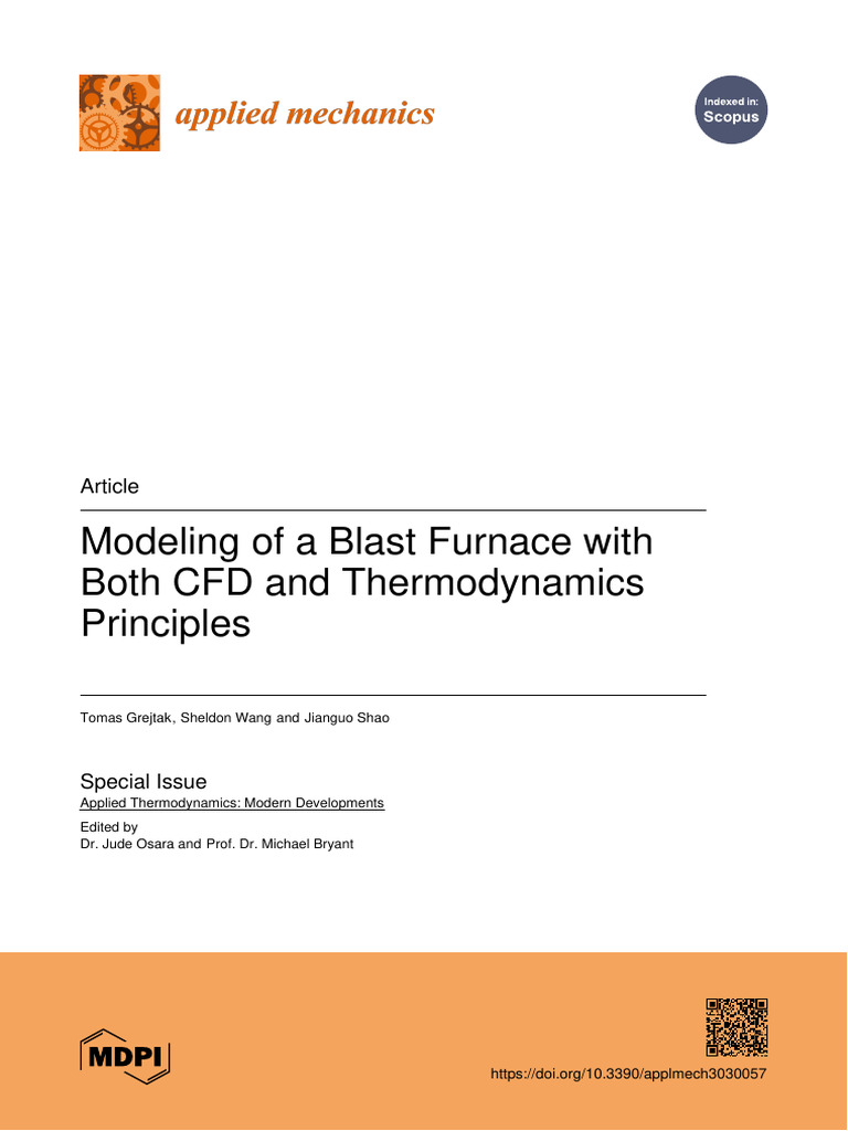 Modeling of A Blast Furnace With Both CFD and Thermodynamics Principles | PDF | Gases | Combustion