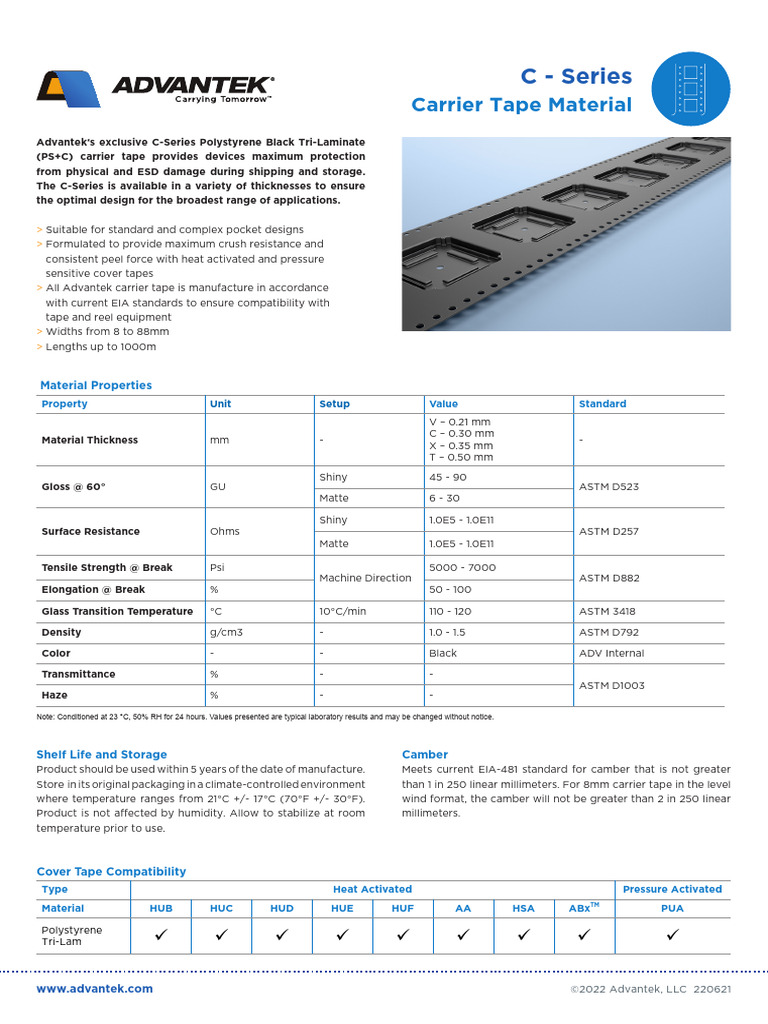 C Series Carrier Tape Material | PDF | Polystyrene | Secondary Sector ...