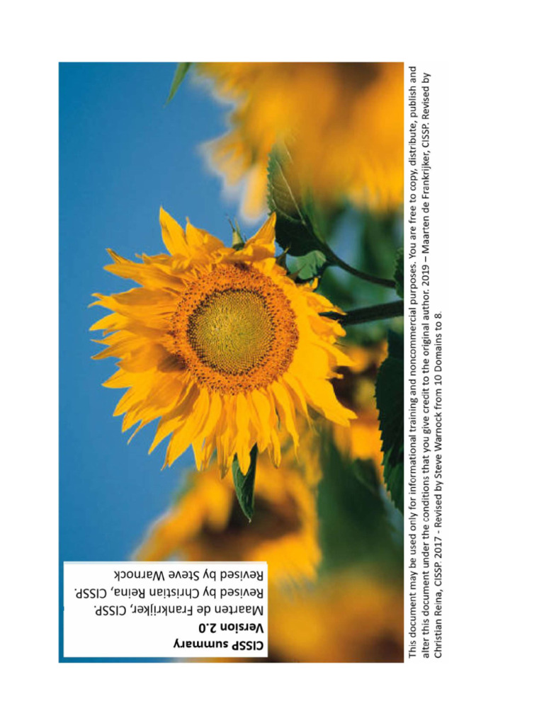 The Sunflower CISSP Summary 2017 v2.0 | PDF