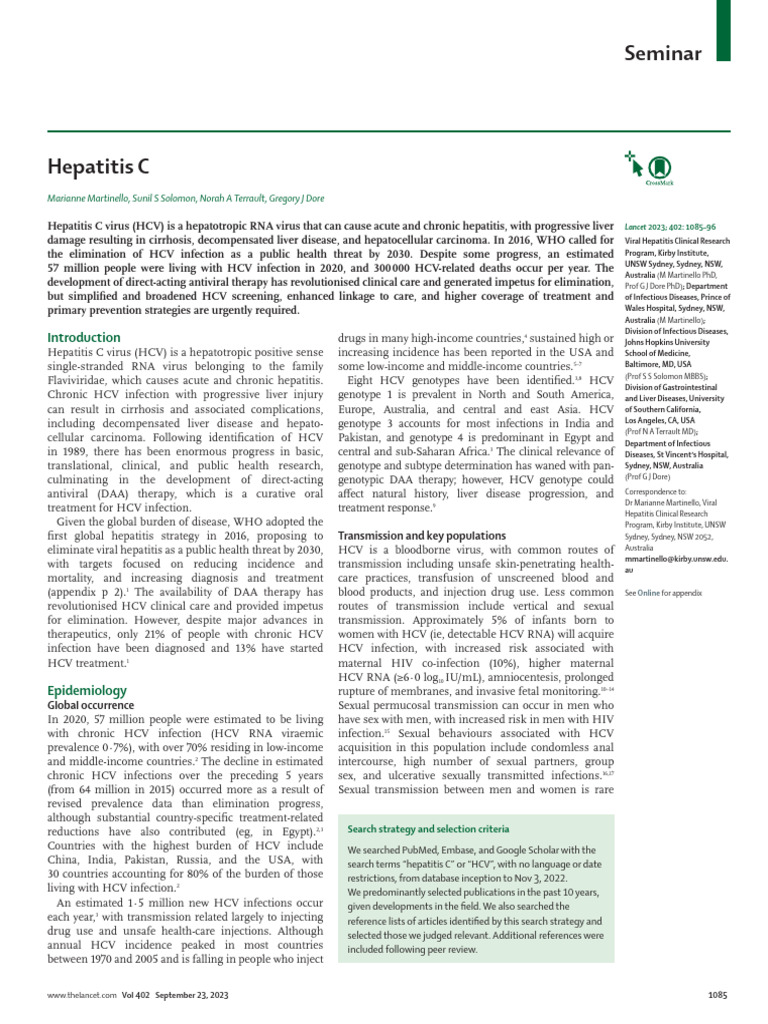 Martinello 2023 Lancet | Download Free PDF | Hepatitis C | Hepatitis
