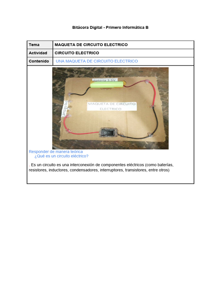 Maqueta de Circuito Eléctrico: Conceptos Básicos | PDF