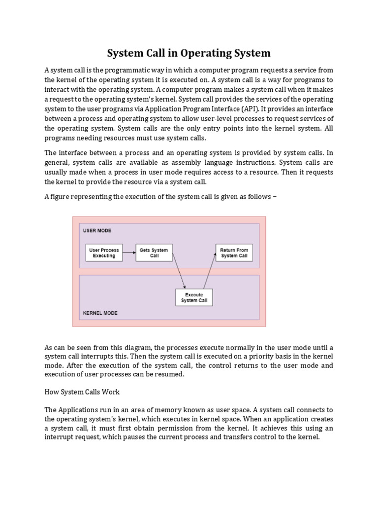 System Call in Operating System | Download Free PDF | Operating System | Kernel (Operating System)