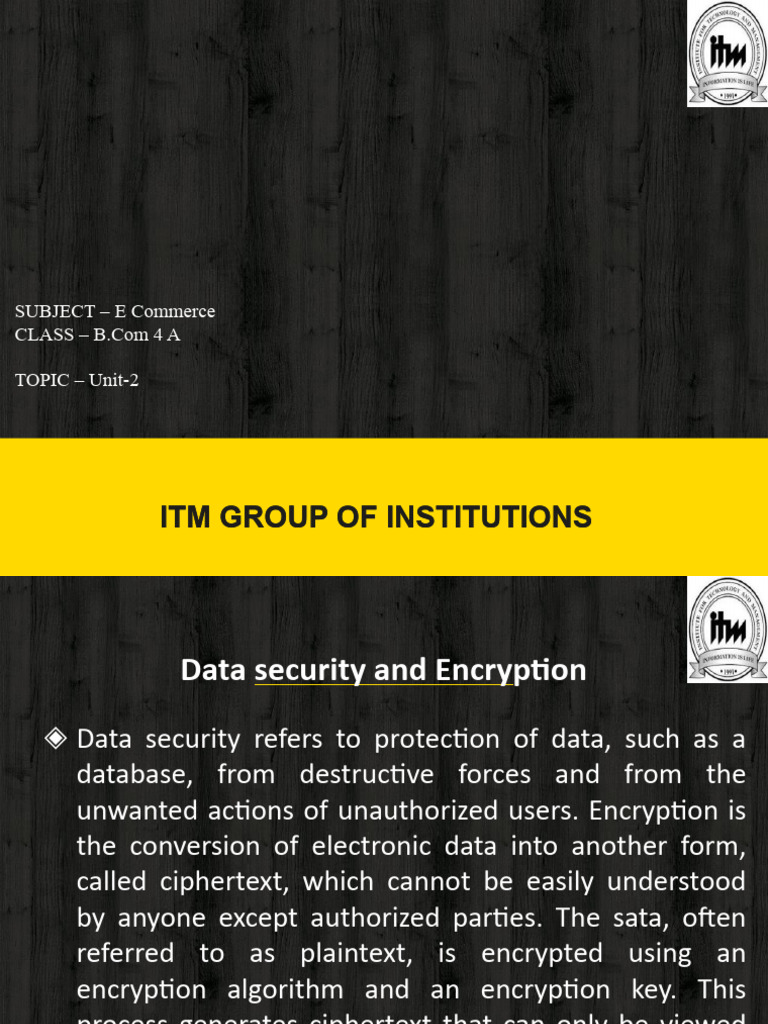 E-Commerce Unit-2 | PDF | Encryption | Key (Cryptography)
