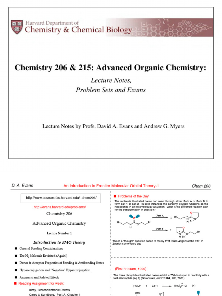 (Evans and Myers) Organic Chemistry Lecture Notes (Chem 206 and 215 ...