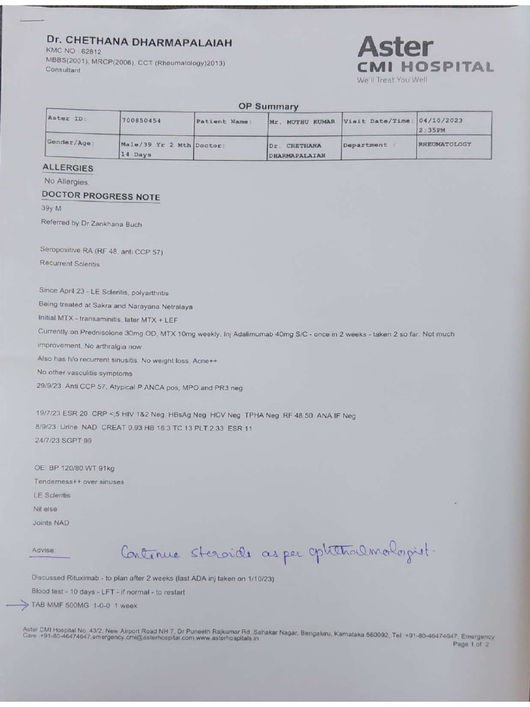 Aster Consultation | PDF