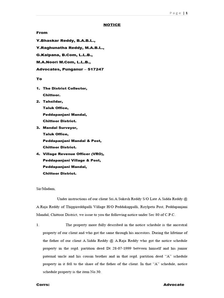 A Sukesh Reddy Notice | PDF | Justice | Crime & Violence