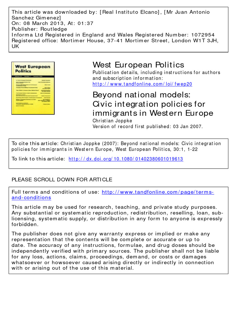 Civic Integration Policies in Europe | PDF | Immigration | Netherlands