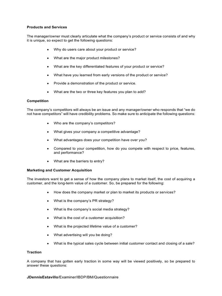 BM Interview Guide Questions | PDF | Valuation (Finance) | Intellectual ...