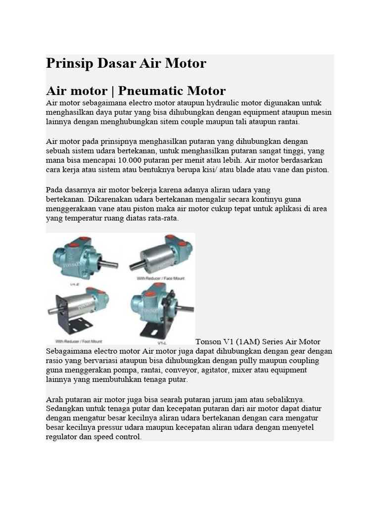 Prinsip Dasar Air Motor | PDF