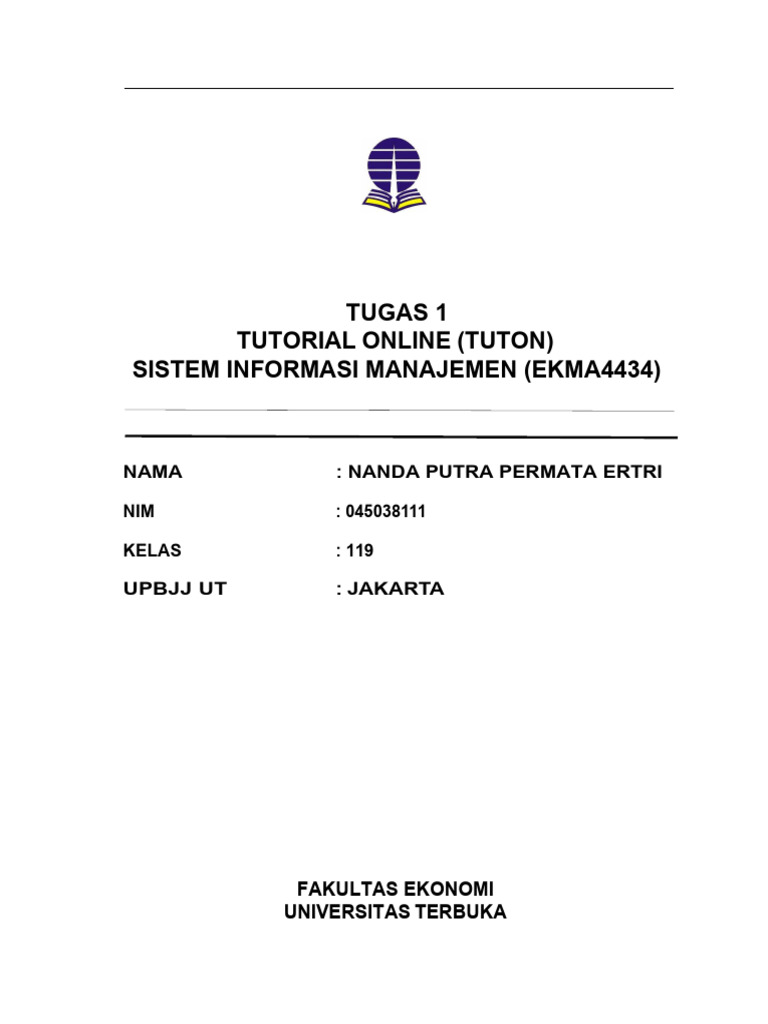 Tugas 1 Sistem Informasi Manajemen, Universitas Terbuka | PDF