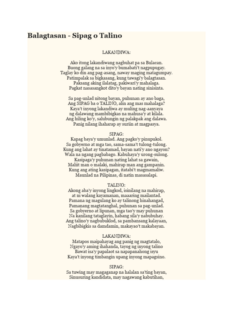 Balagtasan | PDF