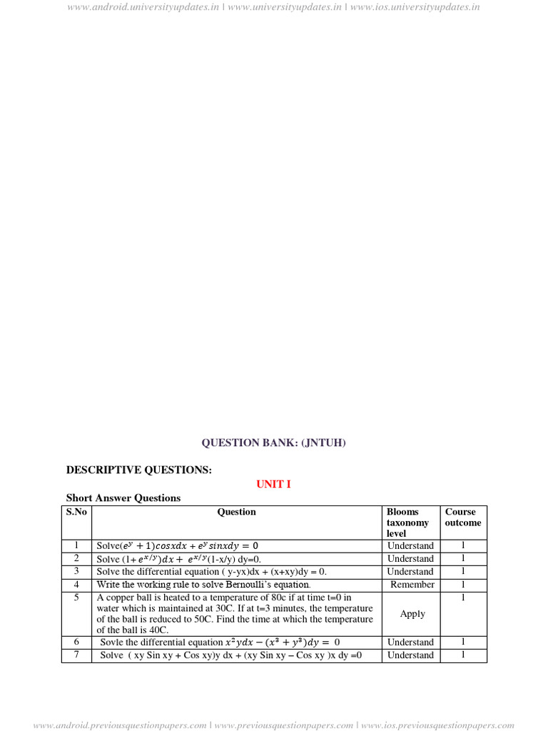 JNTUH Maths II Important Questions | PDF | Mathematical Objects | Mathematical Analysis