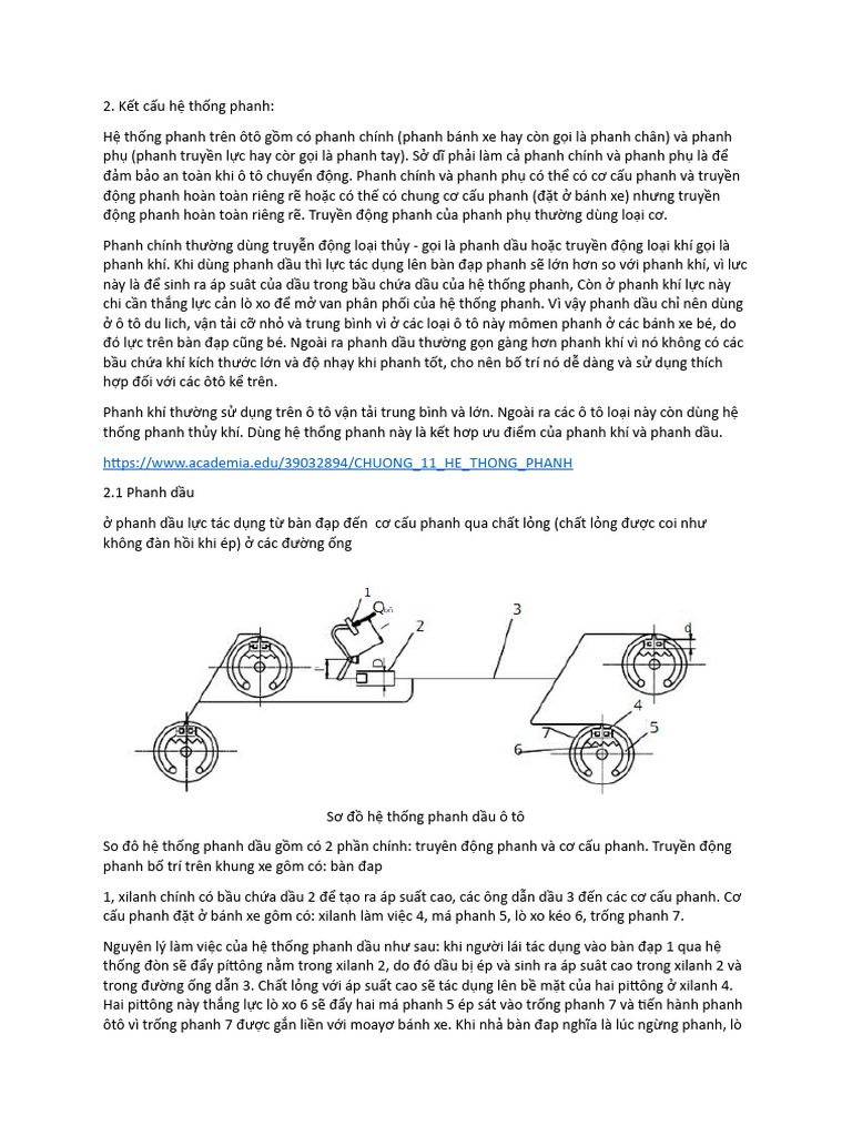 Kết cấu hệ thống phanh | PDF