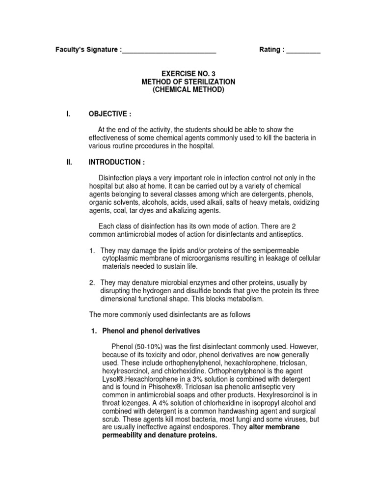 Chemical Methods Of Sterilization PDF Antimicrobial Disinfectant