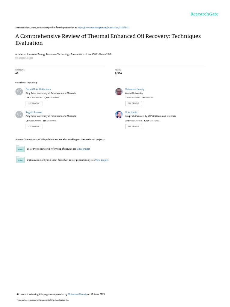 Thermal Eor | PDF | Enhanced Oil Recovery | Extraction Of Petroleum