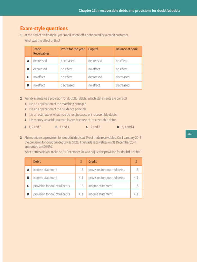Irrecoverable Debts and Doubtful Provisions | PDF | Debits And Credits ...