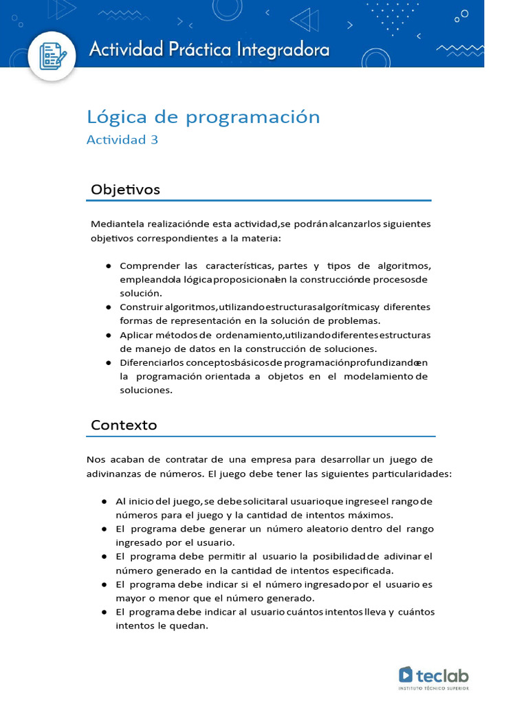 Actividad Práctica Integradora (API3) | PDF | Algoritmos | Tecnologías de la información