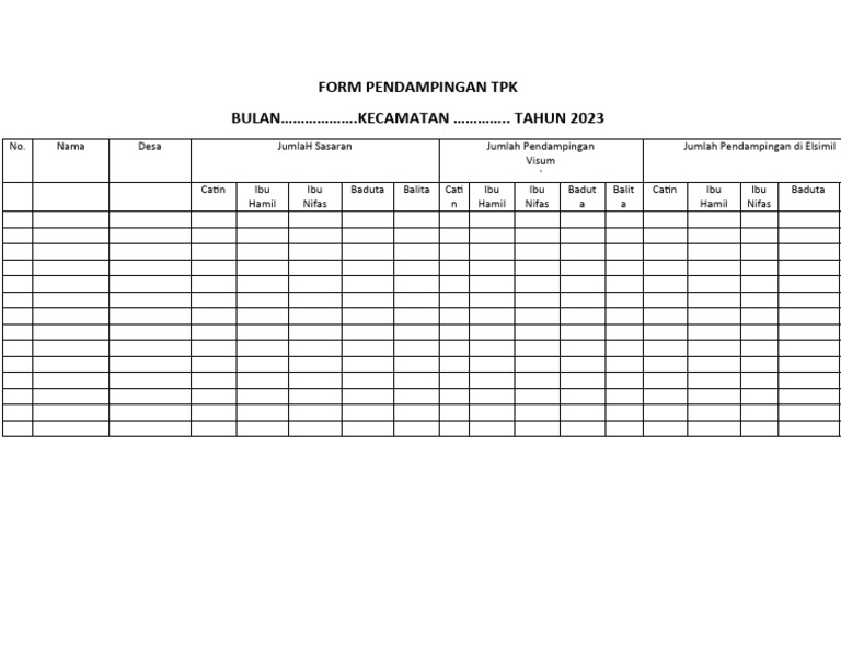 Contoh Visum Kegiatan TPK Baduta | PDF