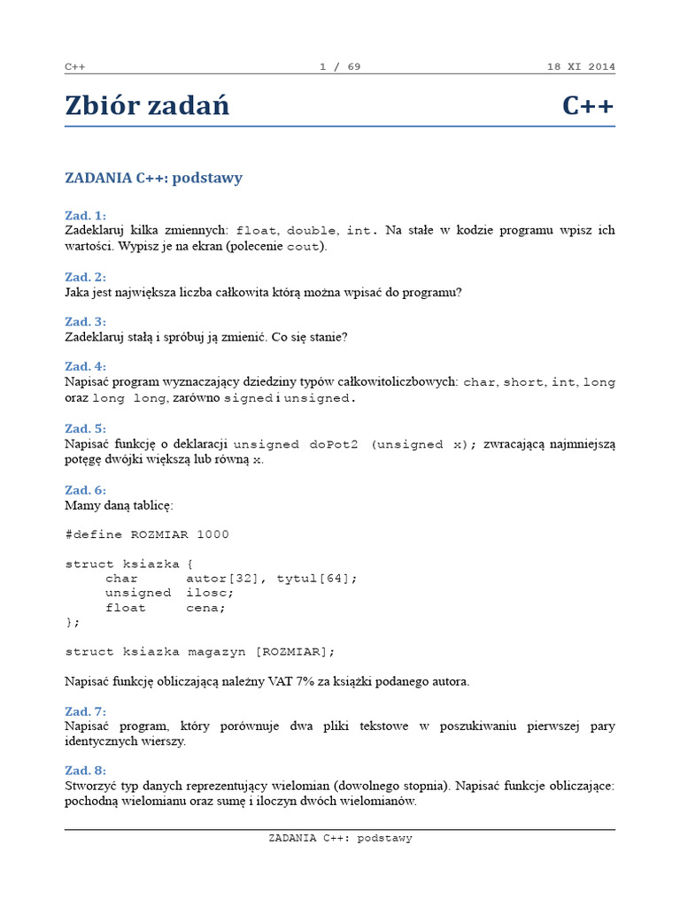 Zadania C++ | PDF