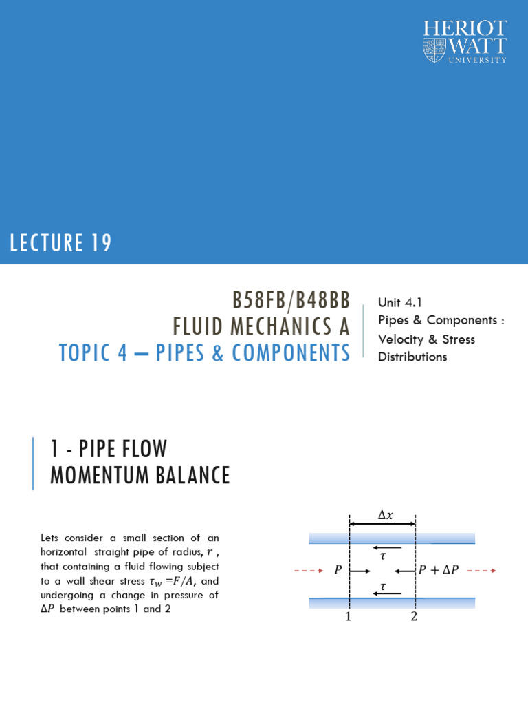 Lecture 19 - Non Ideal Pipe Flow Fluid Mechanics | PDF | Fluid Dynamics | Turbulence