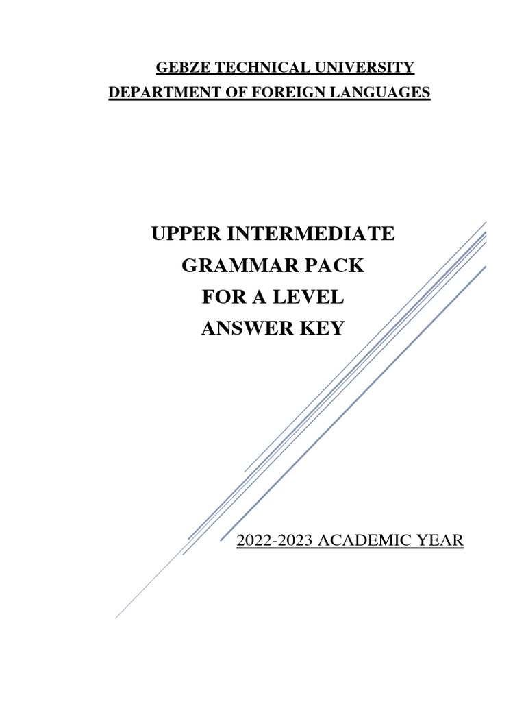 Upper Intermediate Grammar Pack Answer Key | PDF | Clause | Subject ...