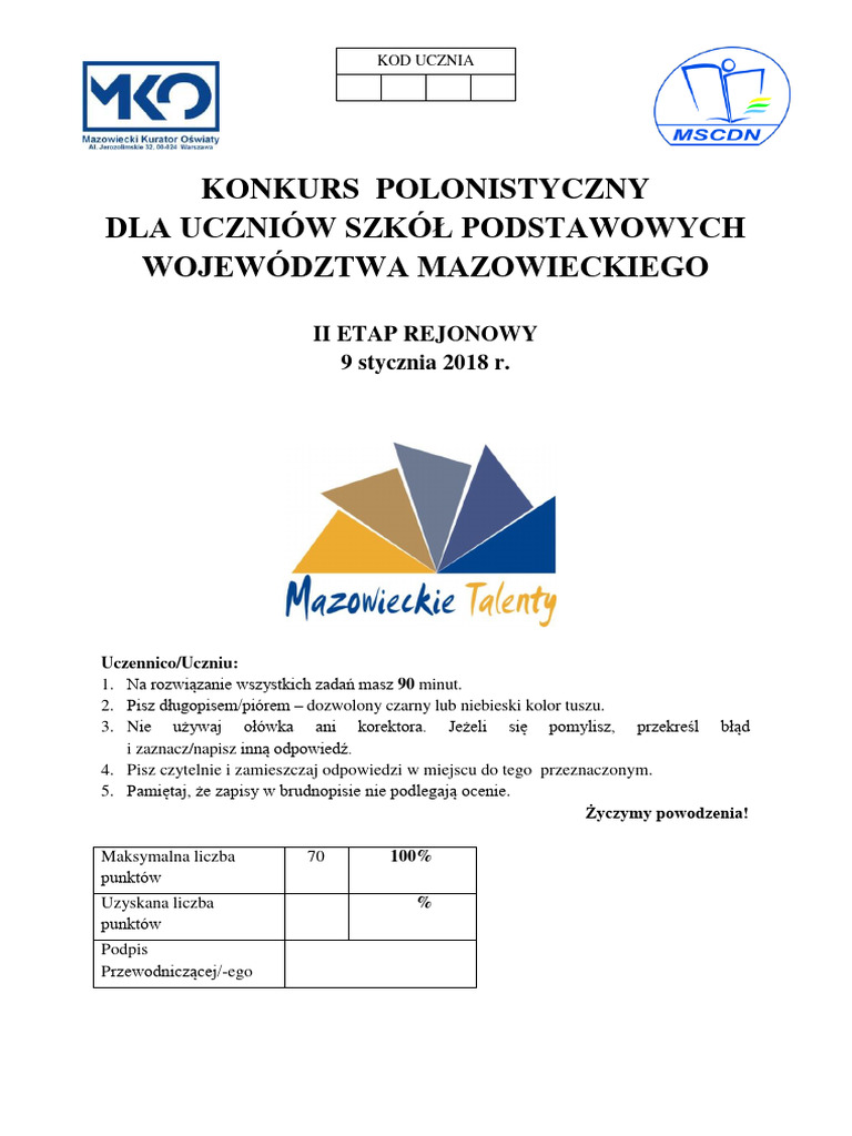 Arkusz Pol SP Rej | PDF