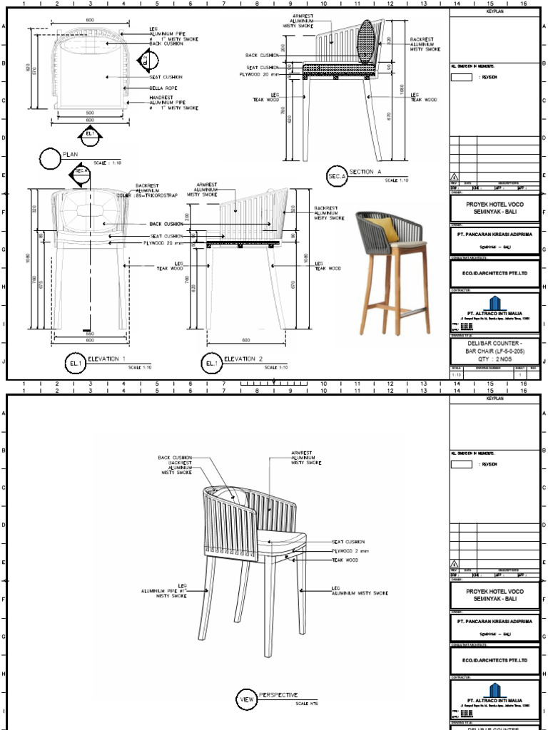 Bar Chair Technical Drawing for Hotel | PDF | Technical Drawing | Drawing