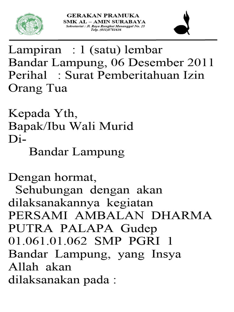 Surat Perizinan Ortu Persami Pdf